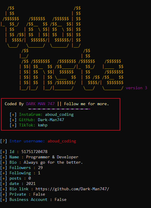 GitHub - DK3MK/insta-info