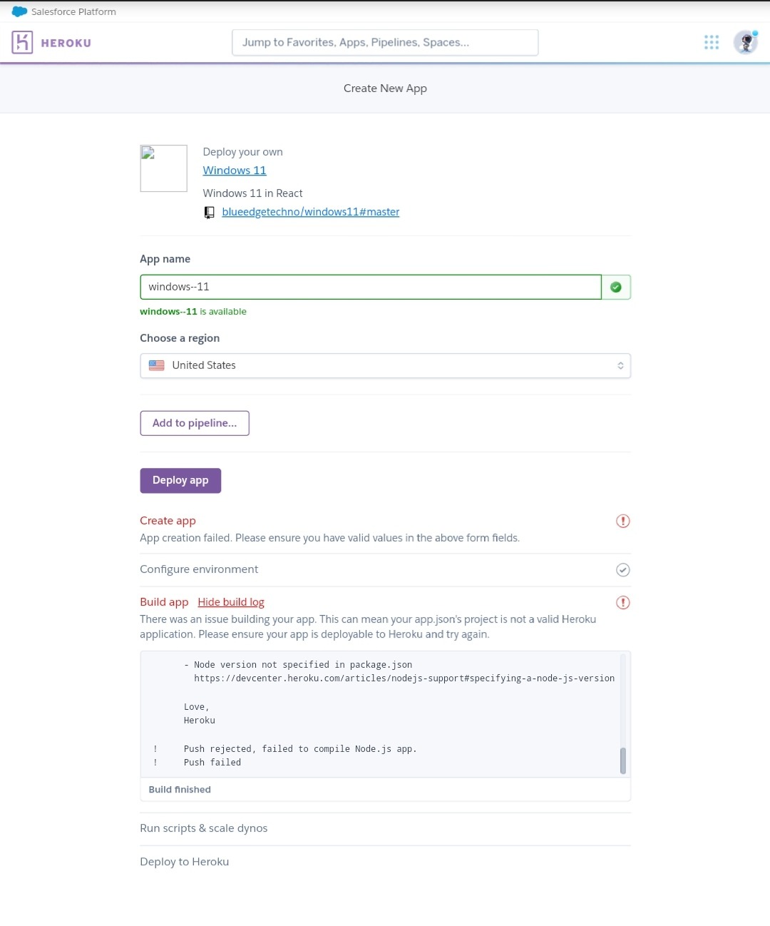 Failed to depoly on Heroku · Issue #91 · blueedgetechno/win11React · GitHub